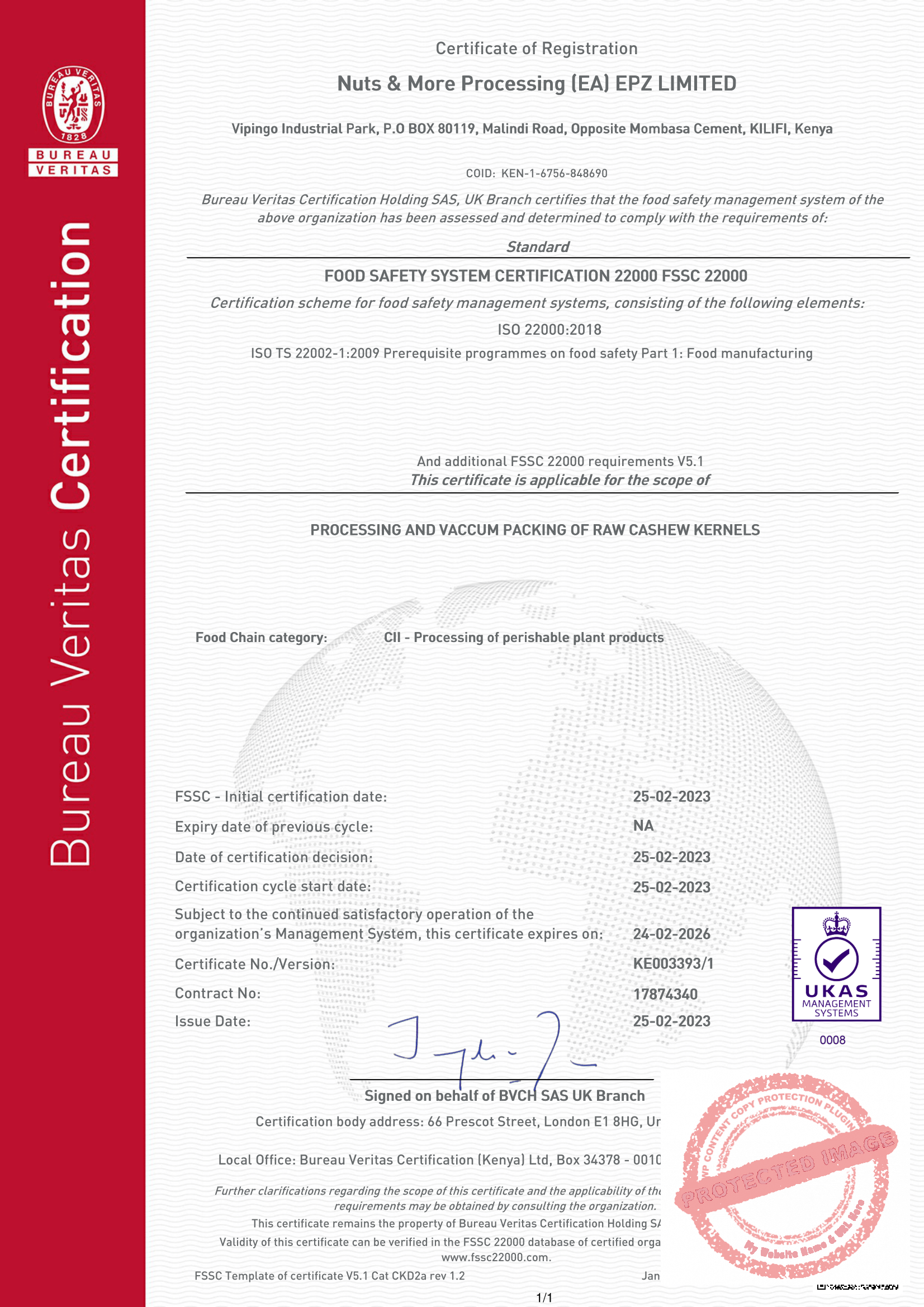 Quality - Nuts & More Processing (EA) EPZ Ltd